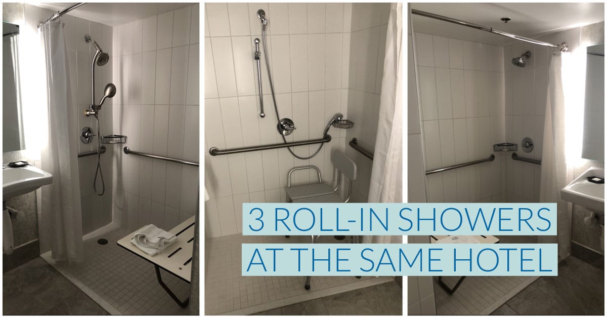 One Hotel, Three Rooms, Three Different Roll-in Showers - Wheelchair Travel
